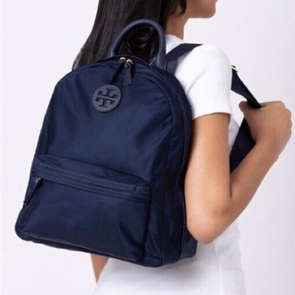 Tory Burch | Bags | Tory Burch Ella Nylon Navy Blue Backpack | Poshmark